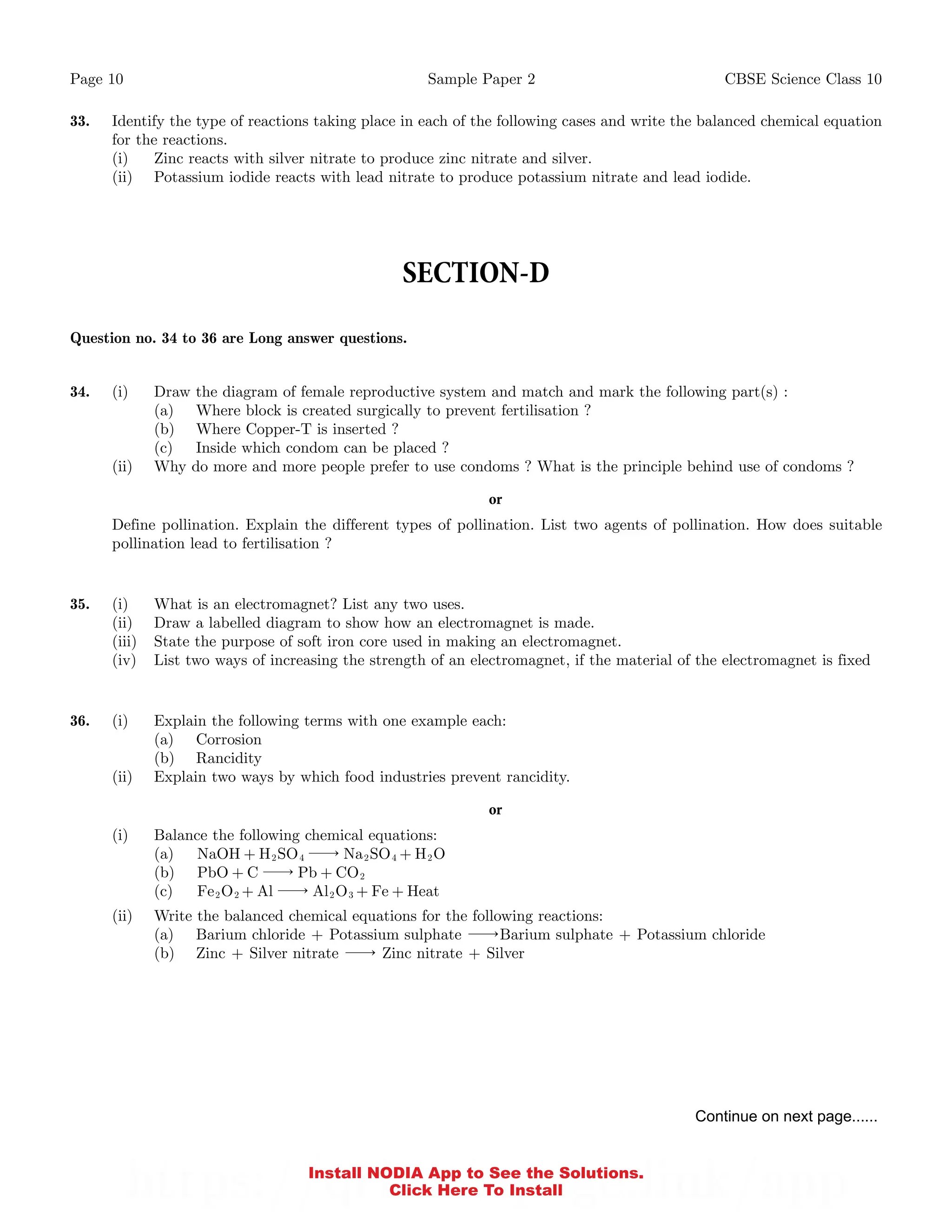 Science 30 set Sample Papers | PDF