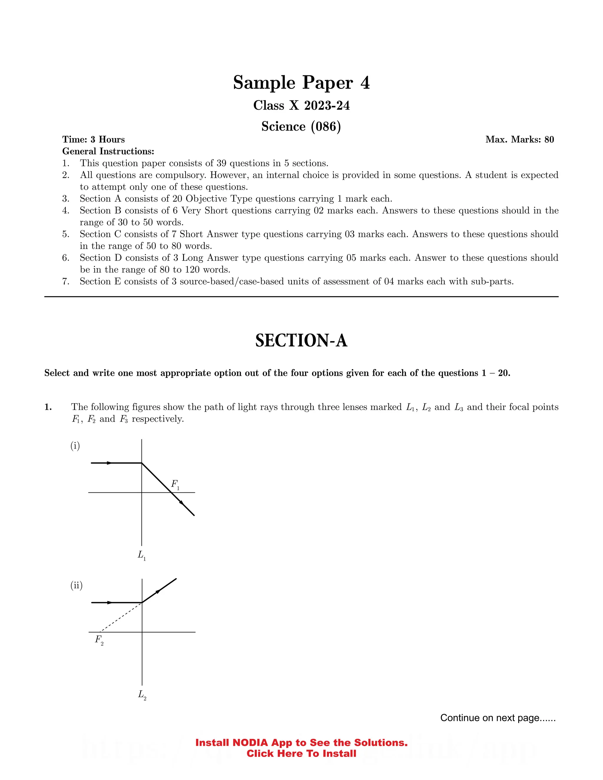 Science 30 set Sample Papers | PDF