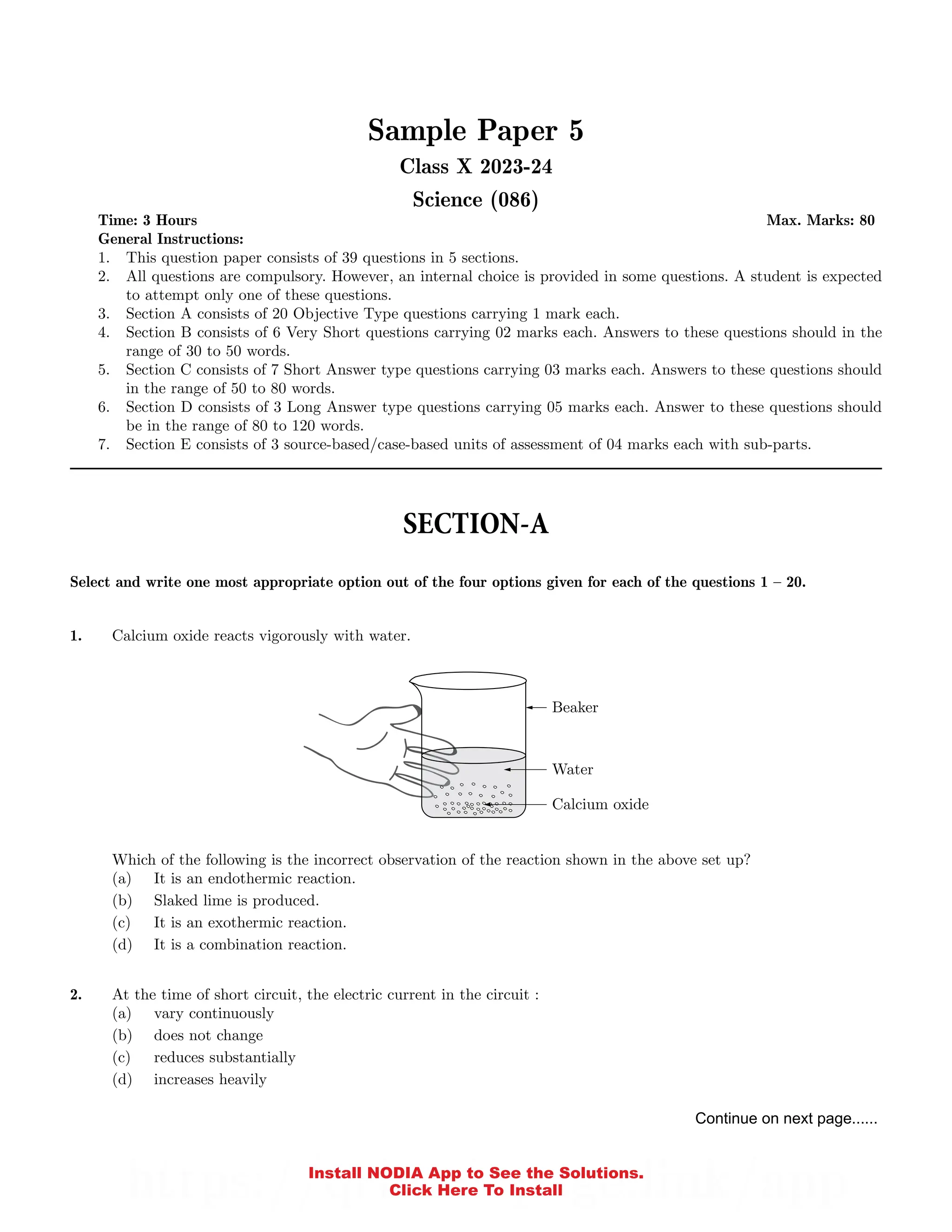 Science 30 set Sample Papers | PDF