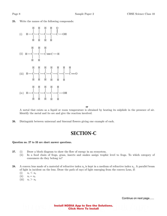 Science 30 set Sample Papers | PDF