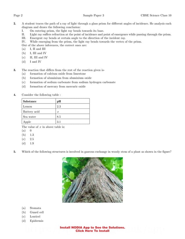 Science 30 set Sample Papers | PDF