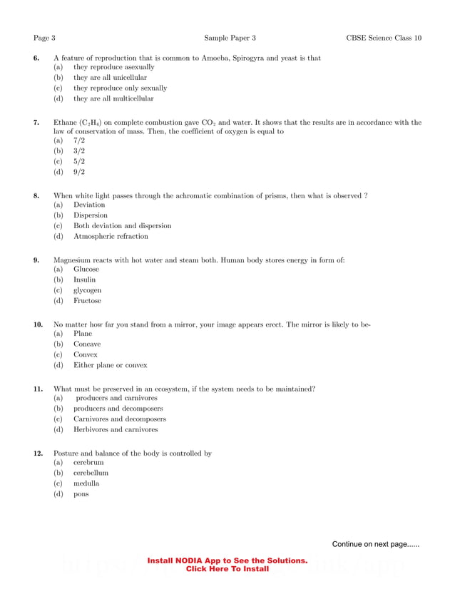 Science 30 set Sample Papers | PDF