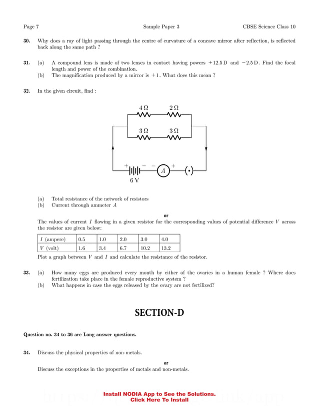 Science 30 set Sample Papers | PDF
