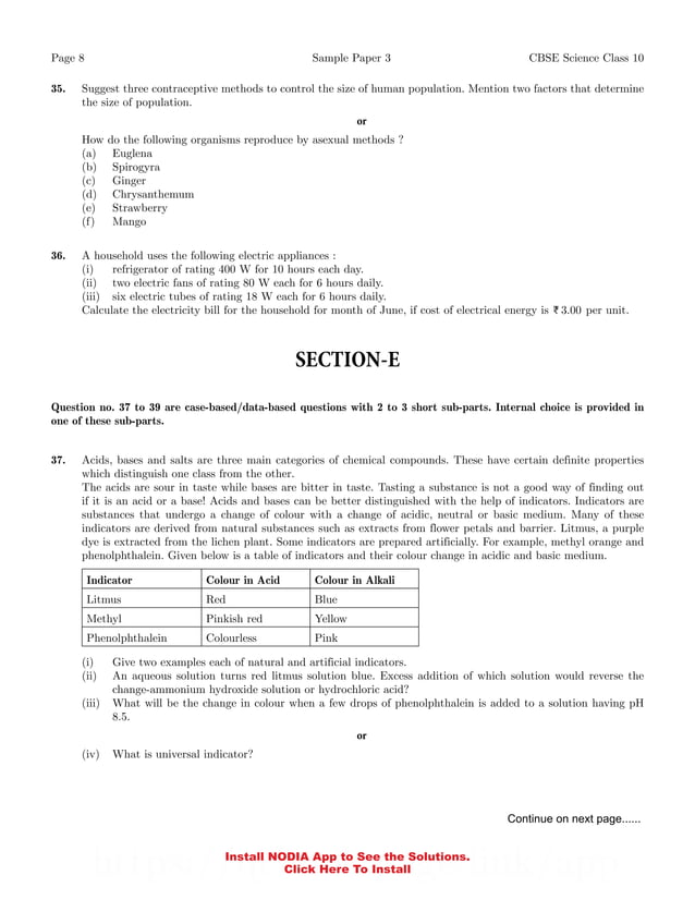 Science 30 set Sample Papers | PDF
