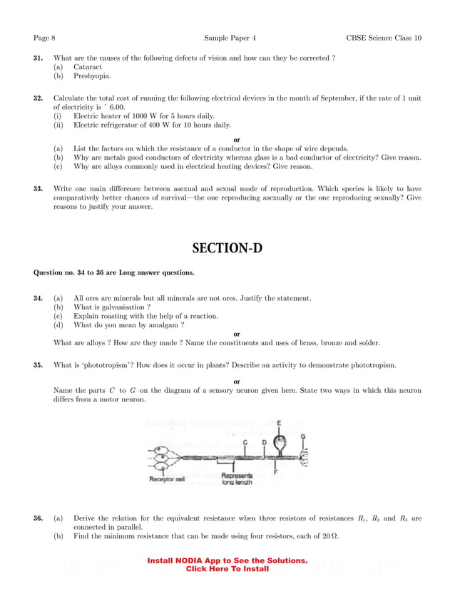 Science 30 set Sample Papers | PDF