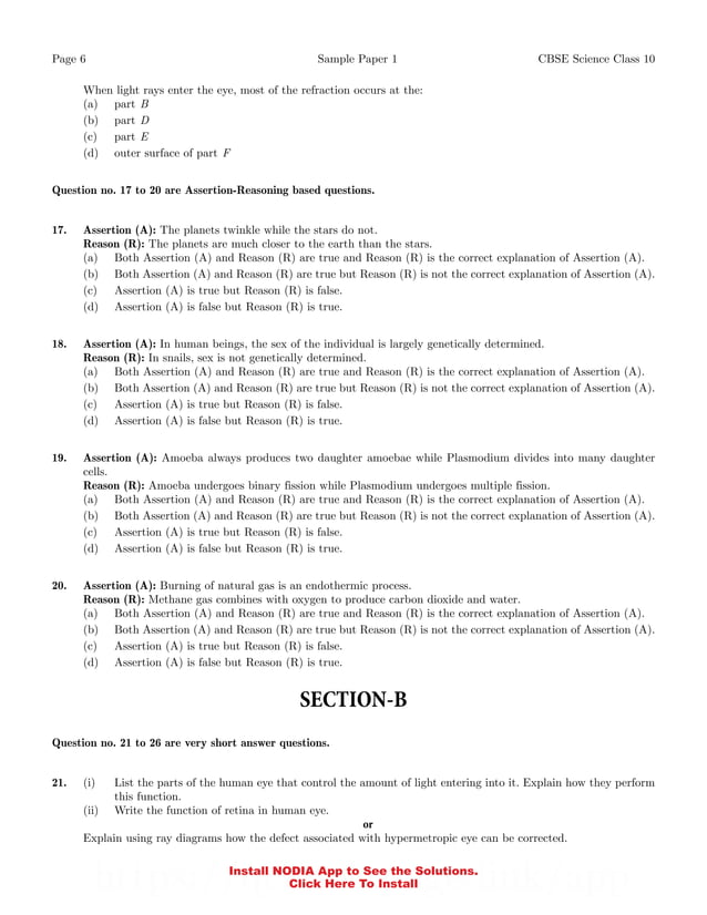 Science 30 set Sample Papers | PDF