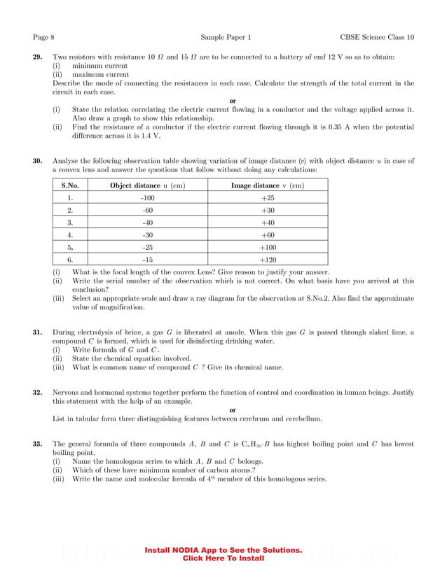 Science 30 set Sample Papers | PDF