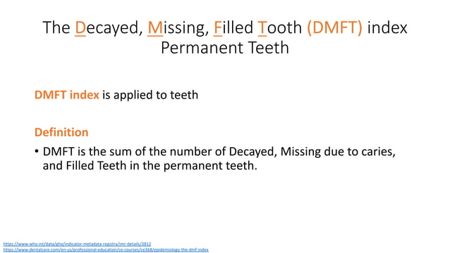 DMFT Index | PDF | Dental Health | Diseases and Conditions