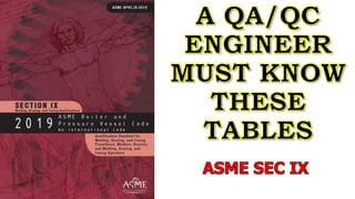 A QA/QC ENGINEER MUST KNOW THESE TABLE IN ASME SEC IX | PDF
