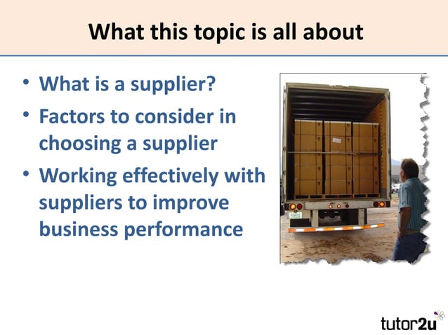 Operations - Working with Suppliers | PPT
