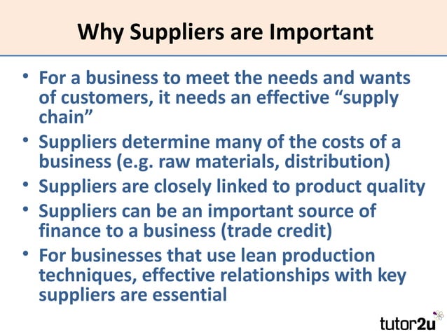 Operations - Working with Suppliers | PPT