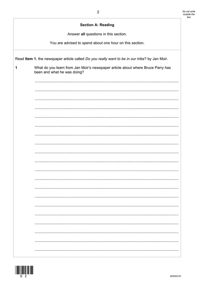 AQA English Lang Unit 1 exam paper | PDF