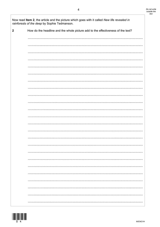 AQA English Lang Unit 1 exam paper | PDF