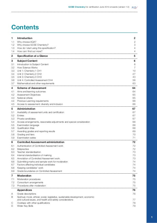 Aqa gcse chemitry specification