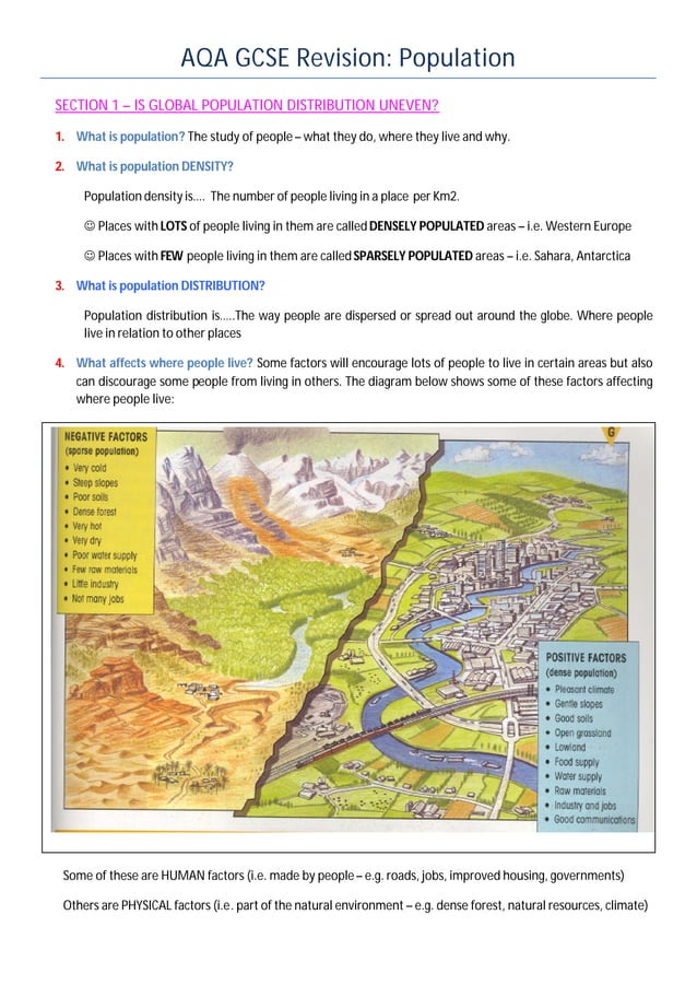 Aqa population-revision | PDF