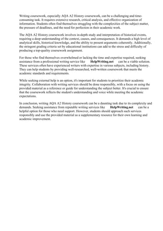 Aqa A2 History Coursework Help. Each type of quest | PDF | Homework and ...