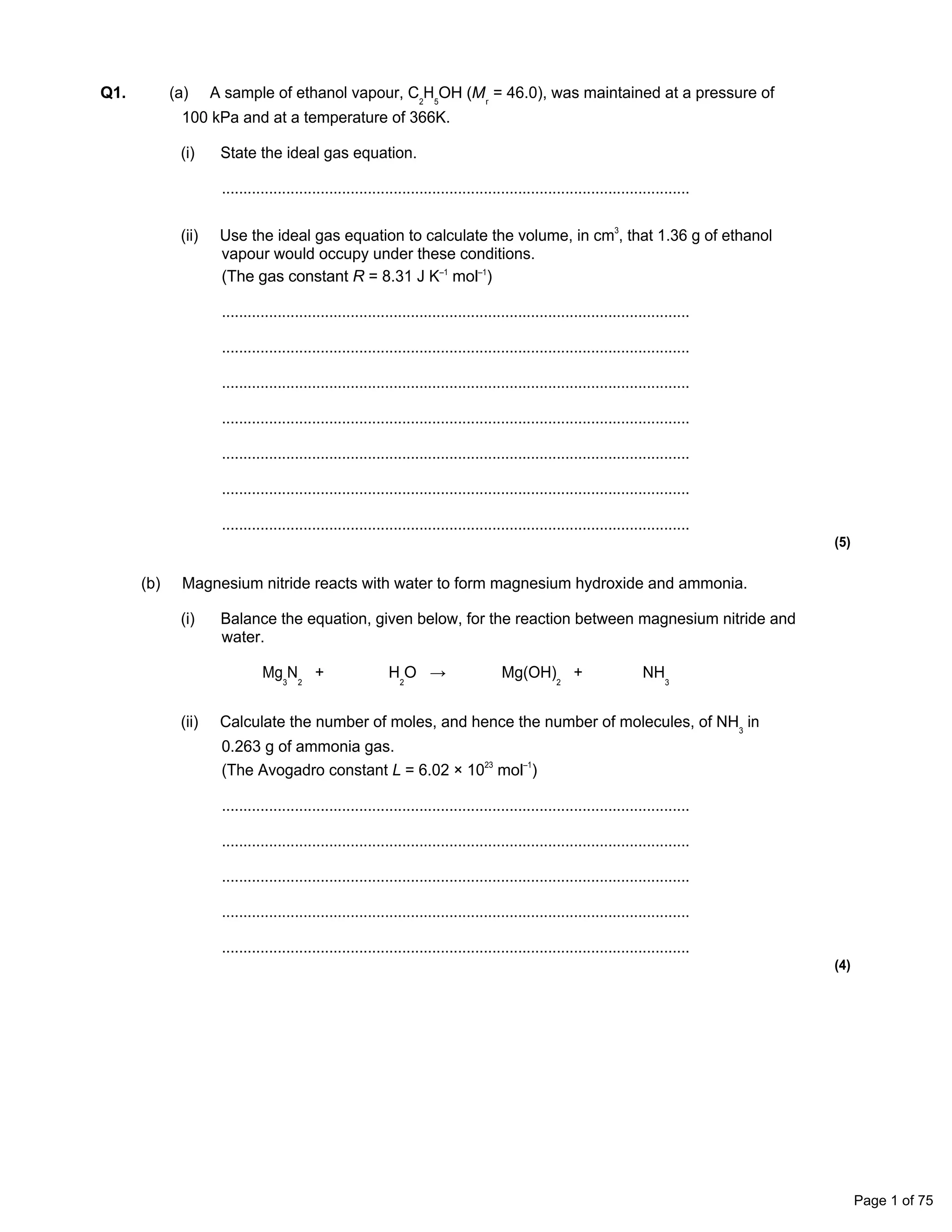 AQA AS Chemistry Atomic Structure Questions | PDF