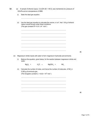 AQA AS Chemistry Atomic Structure Questions | PDF