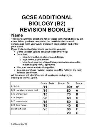 Aqa b2 revision booklet (1) | PDF