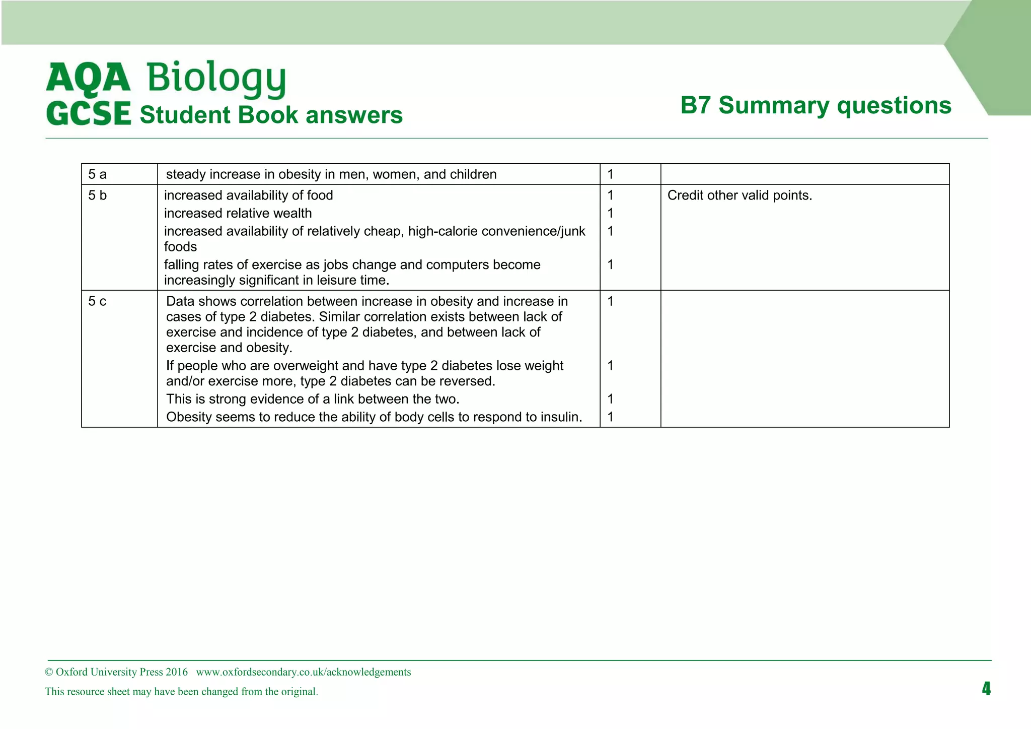 AQA Biology B7 [ Summary answers ] | PDF