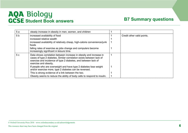 AQA Biology B7 [ Summary answers ] | PDF | Illegal Drugs, Tobacco ...