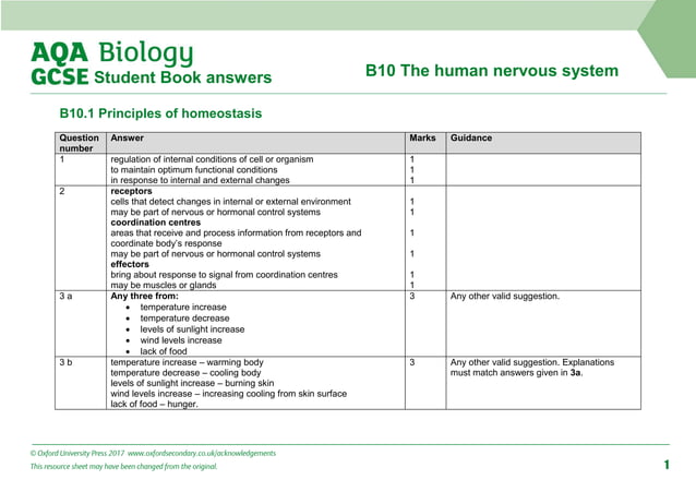 AQA Biology B10 [ Answers ] | PDF