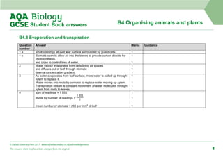 AQA Biology B4 [ Answers ] | PDF
