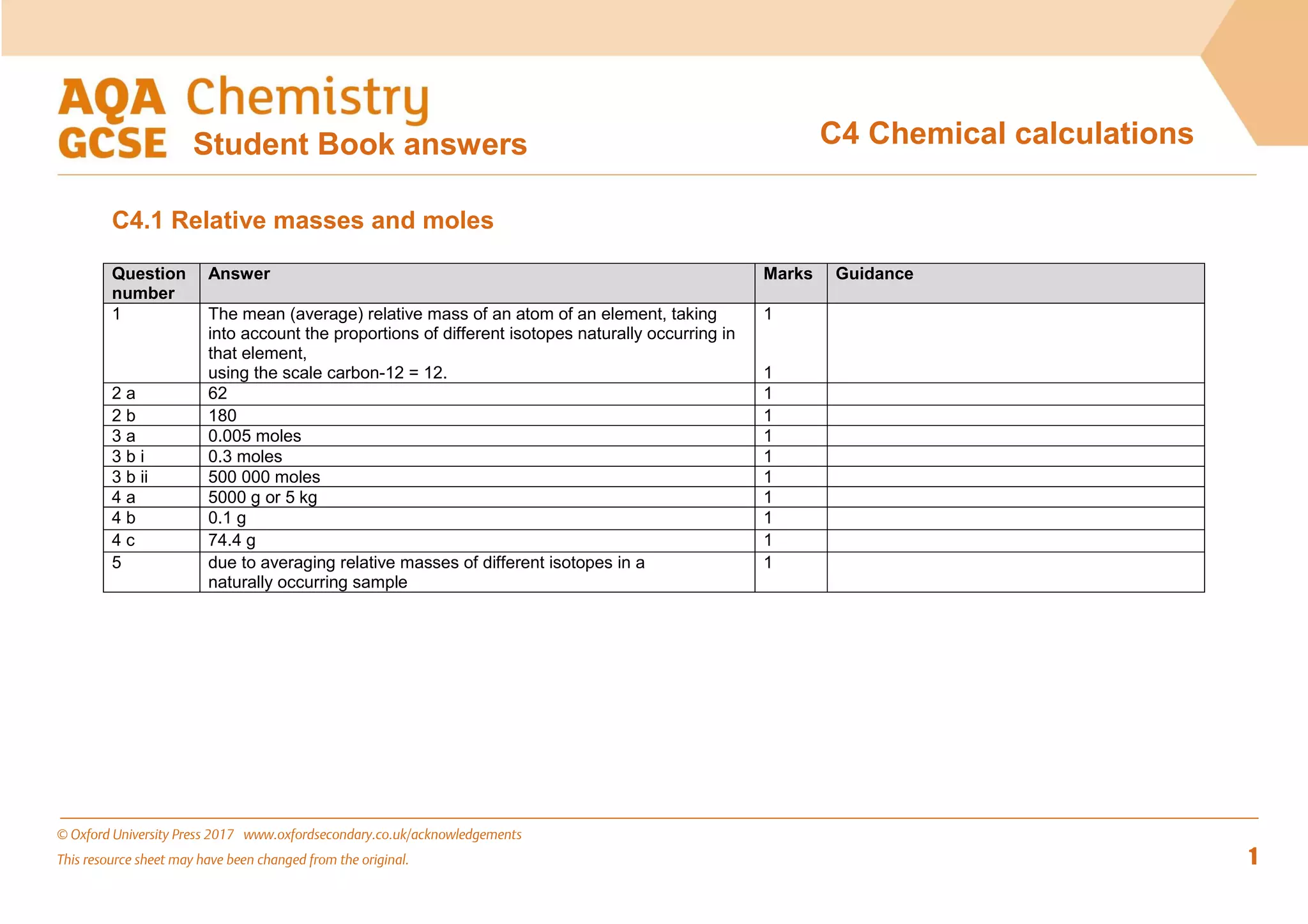 AQA Chemistry C4 Answers Key | PDF