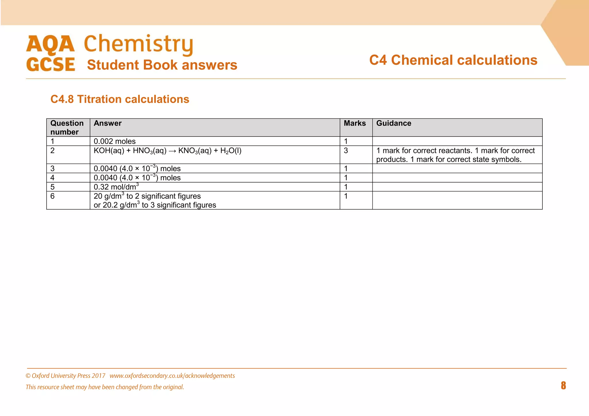 AQA Chemistry C4 Answers Key | PDF