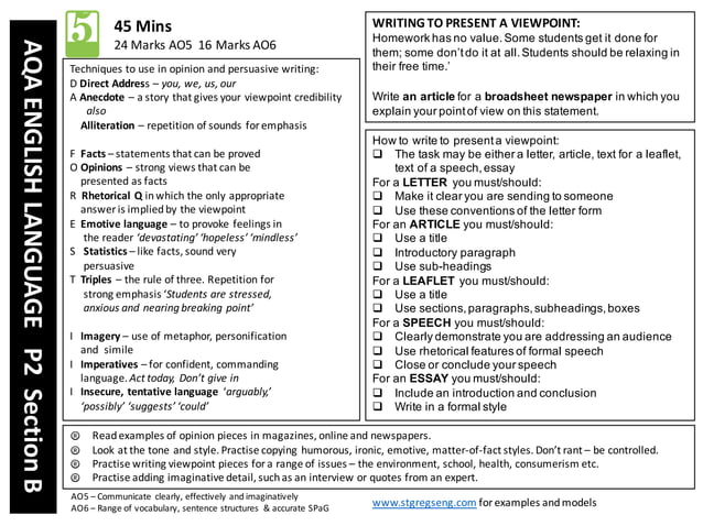 AQA GCSE LANG P1 P2 LIT P1 P2 | PDF