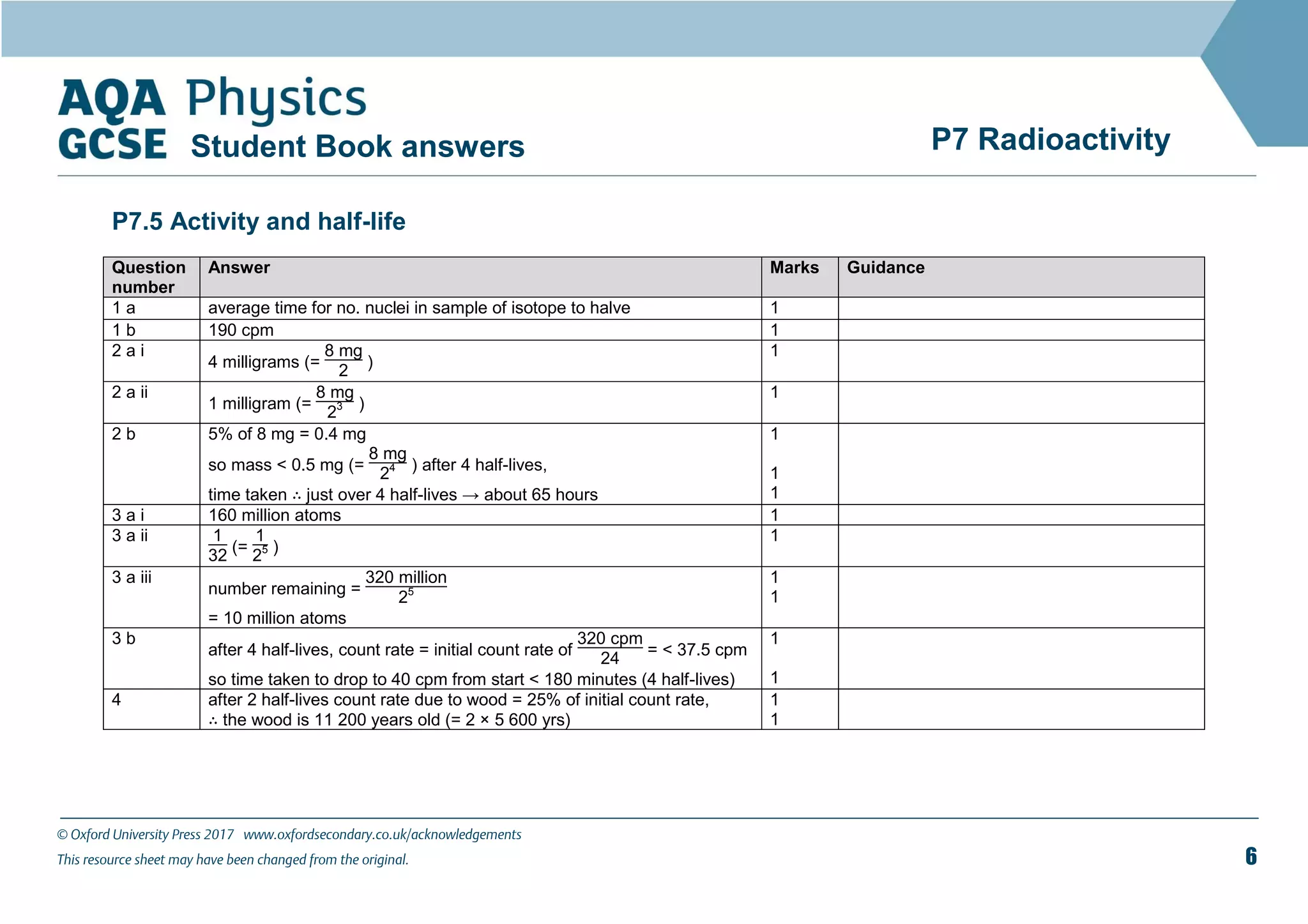 AQA Physics P7 Answers Key | PDF | Chemistry | Science