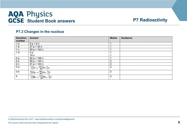 AQA Physics P7 Answers Key | PDF | Chemistry | Science