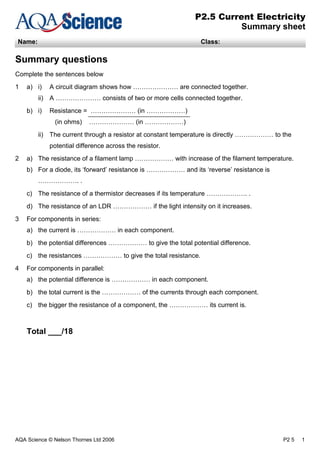 Gcse physics revision booklet | PDF