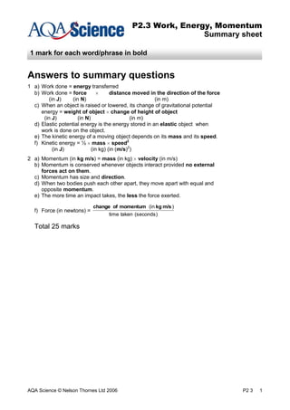 Gcse physics revision booklet | PDF