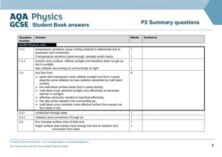 AQA Physics P2 [ Summary answers ] | PDF