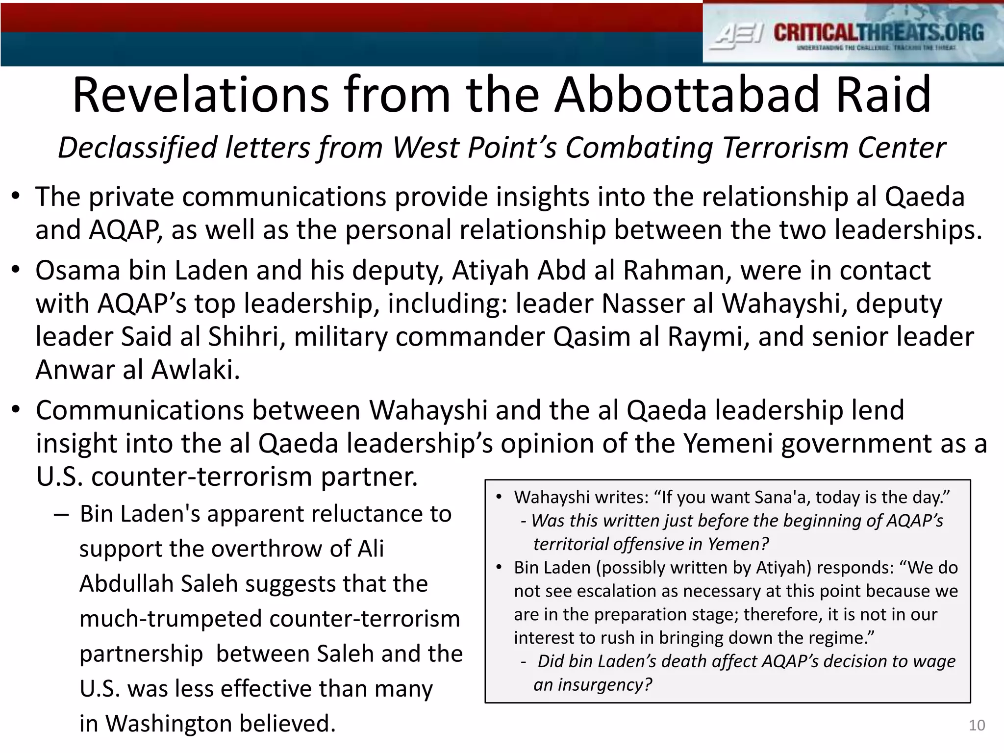 Al Qaeda in the Arabian Peninsula: Leaders and their Networks | PPTX