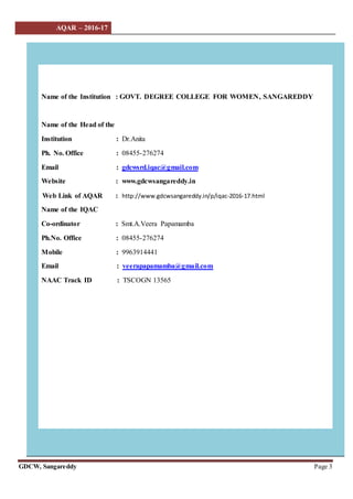 Aqar 2016 17 a.y. report | DOCX | College Education | Education
