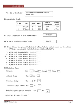 Aqar 2016 17 a.y. report | DOCX | College Education | Education