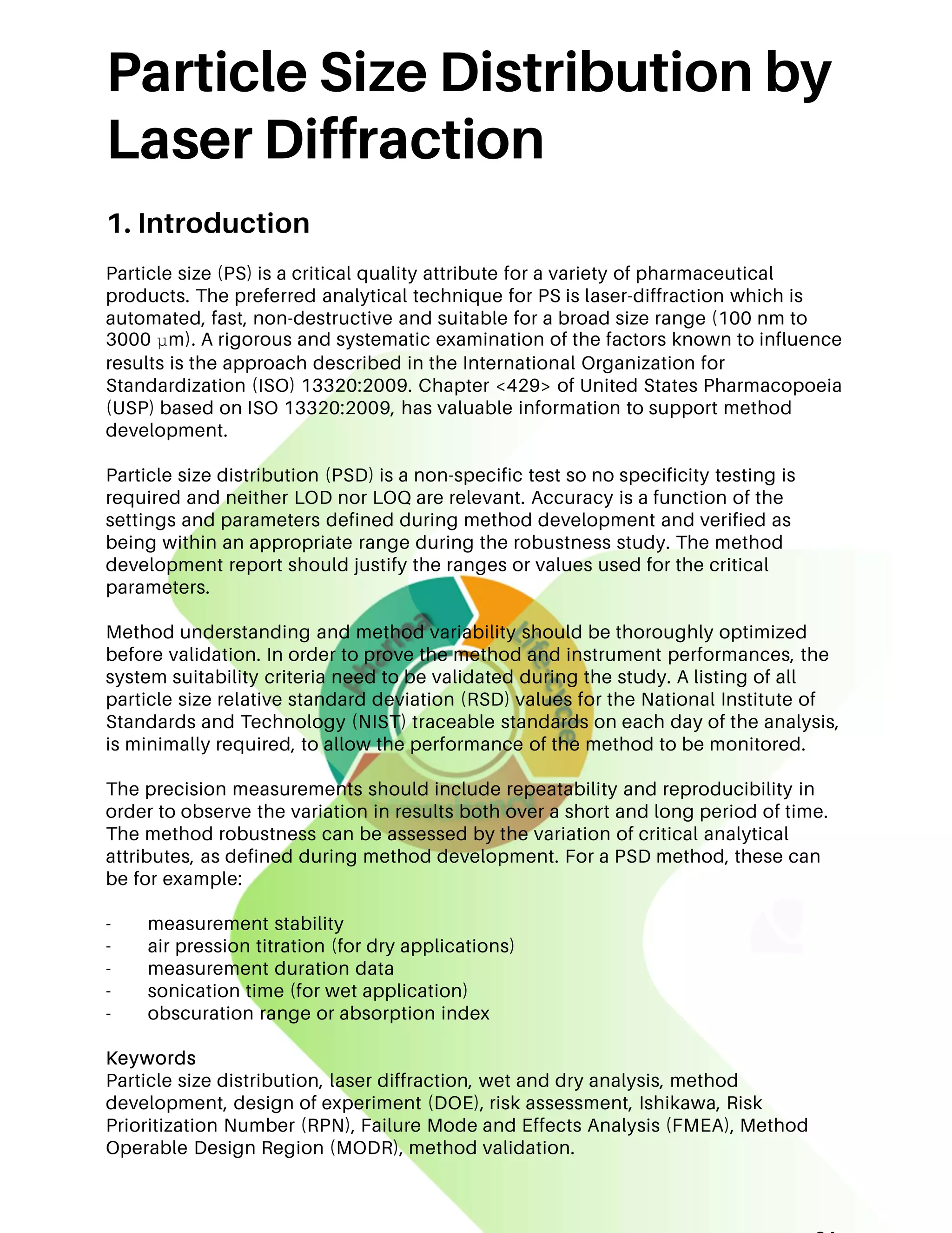 AQBD11 007 - Particle Size Distribution | PDF