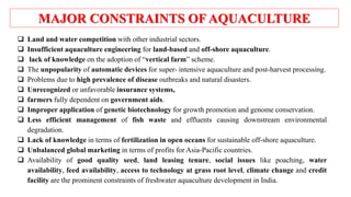 Present status, Constraints, future prospects and different Aquaculture ...