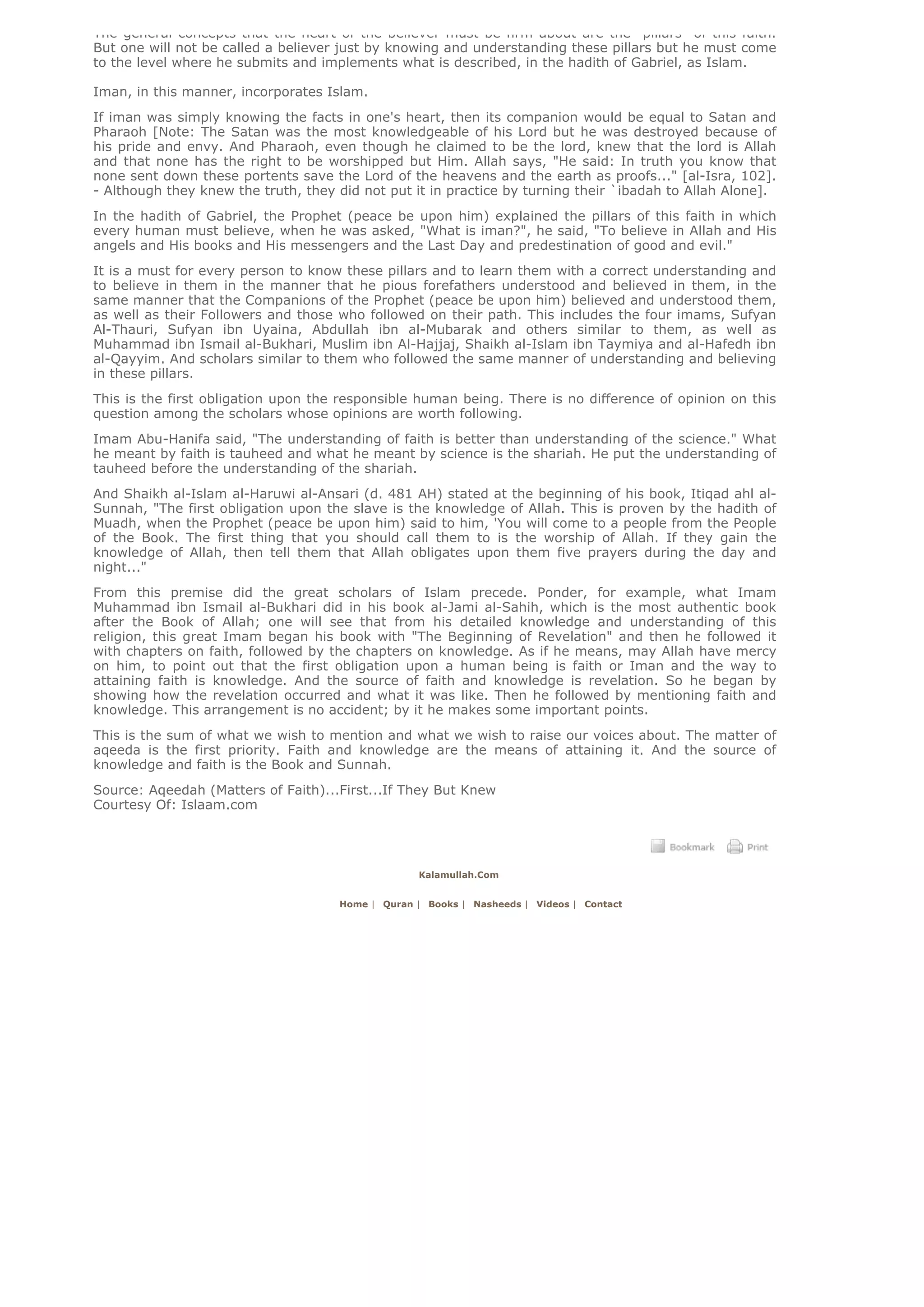 Aqeedah its meaning and importance - abdul aziz al-qari | PDF