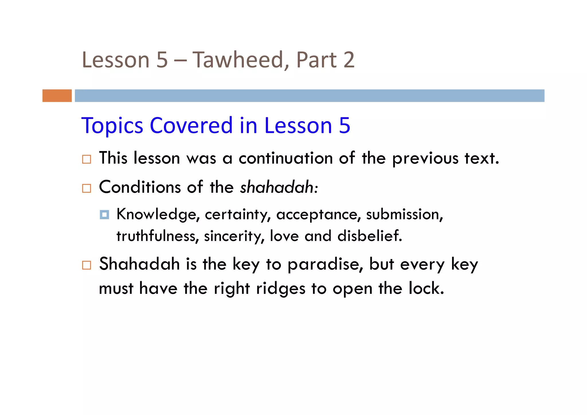 Aqeedah review lesson | PDF
