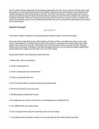 Aqeedah tahawiyyah english by Imam Tahawi | PDF