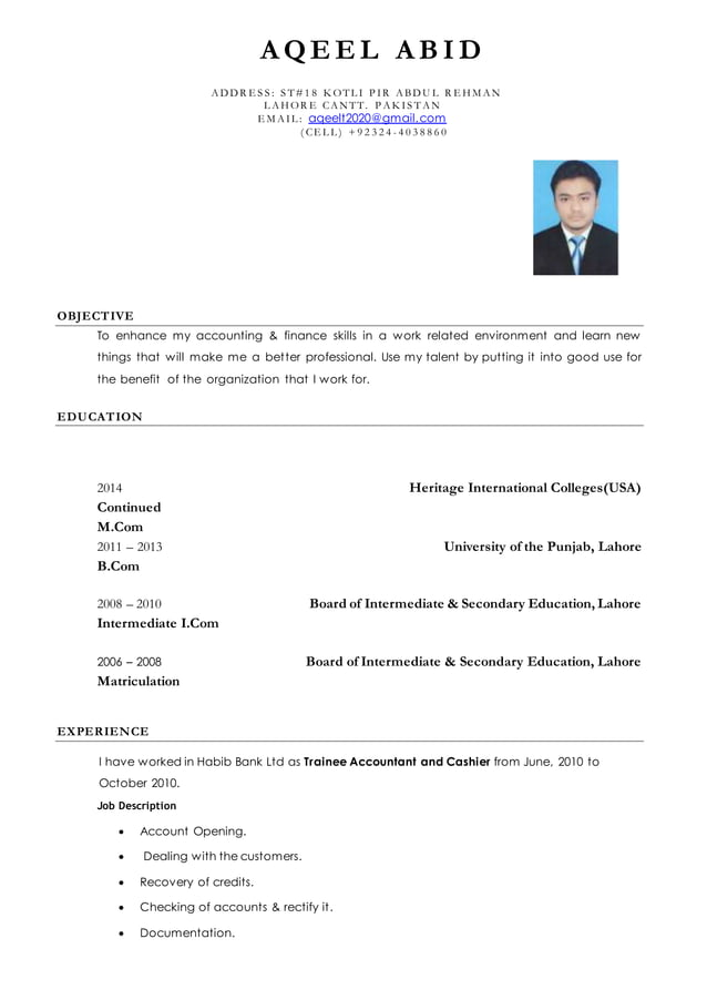 Aqeel abid cv | DOCX