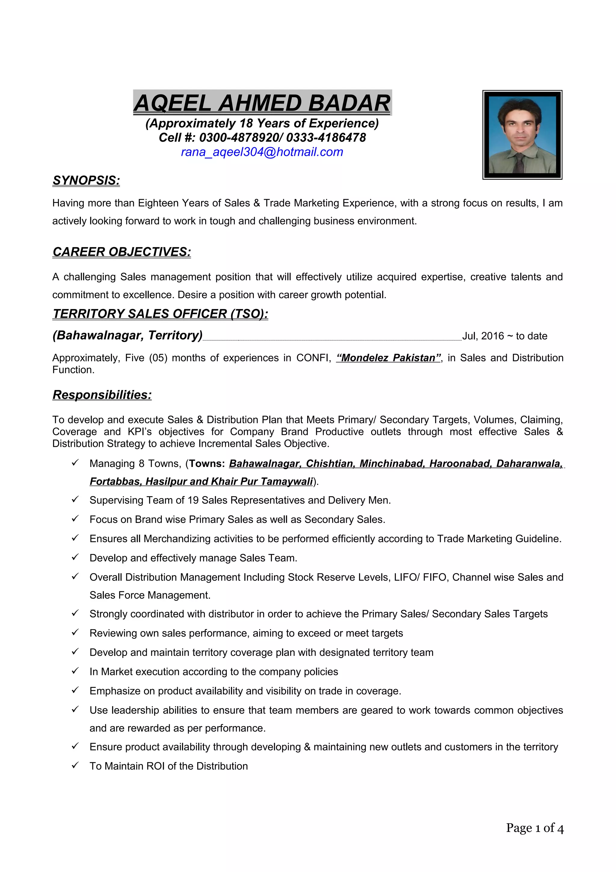 Aqeel ahmed badar's cv (02052016) (1) | PDF