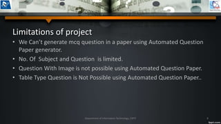 AUTOMATED QUESTION PAPER GENERATOR | PPTX
