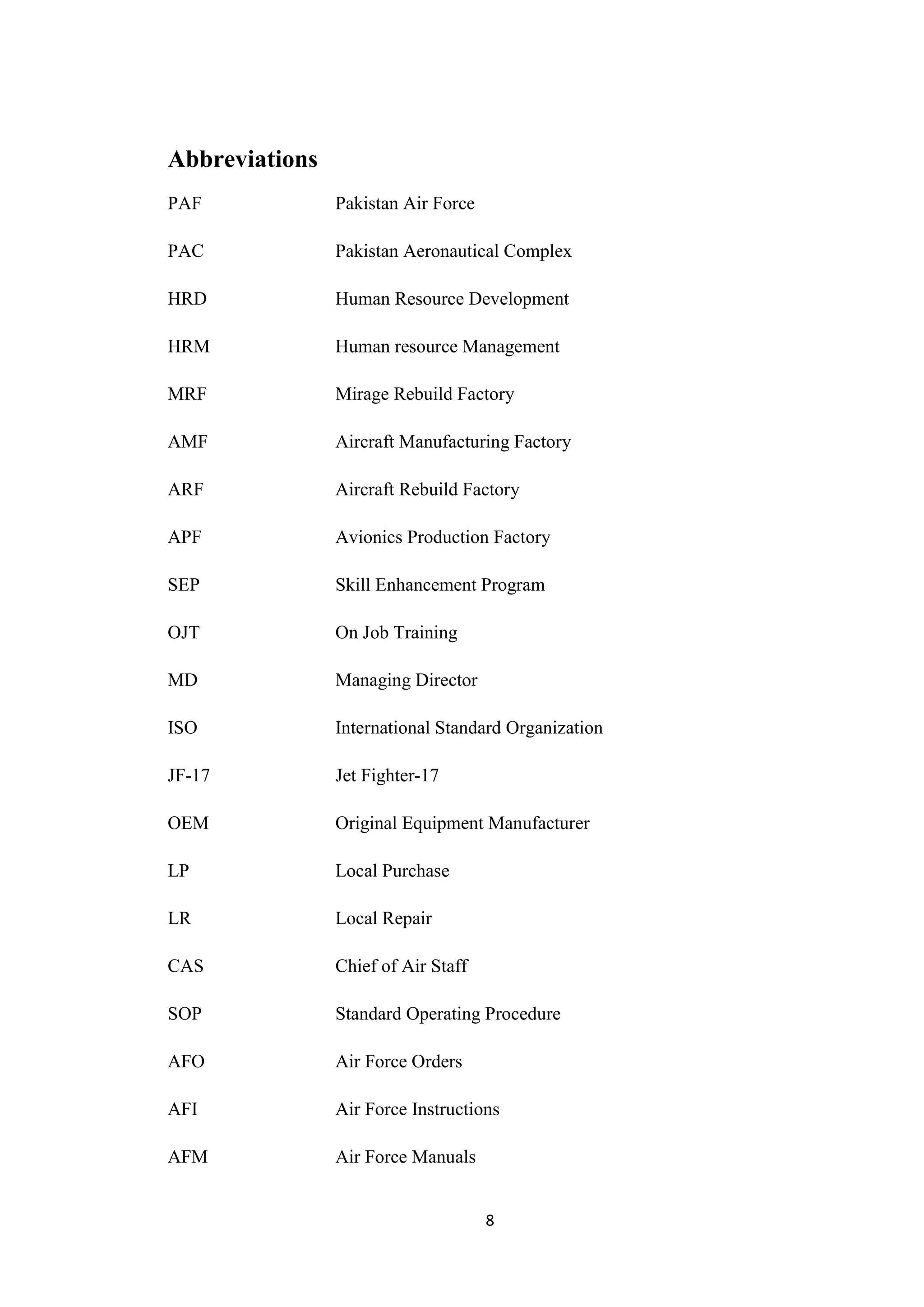 internship thesis pakistan aeronautical complex kamra | DOCX