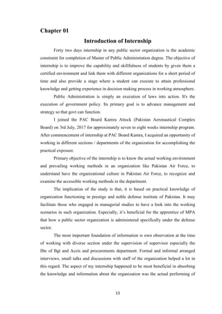 internship thesis pakistan aeronautical complex kamra | DOCX