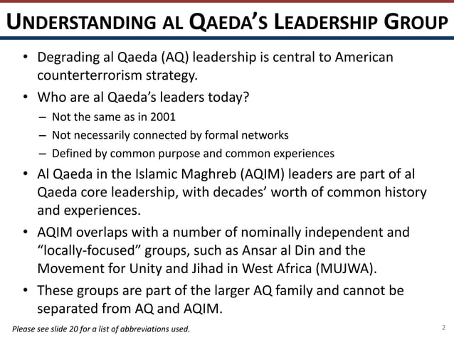 Al Qaeda in the Islamic Maghreb: Leaders and their Networks | PPT