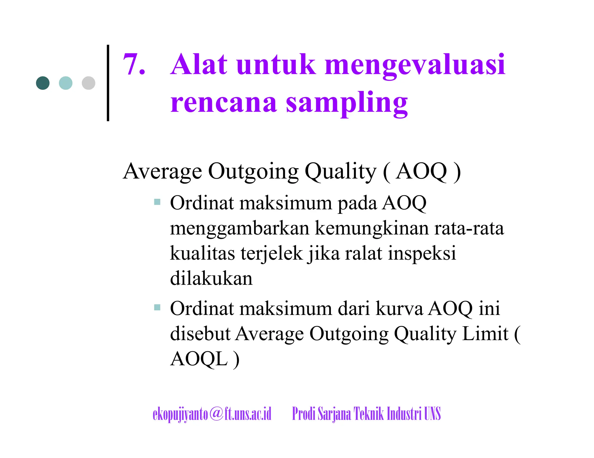HOw to define aql sampling with AOQ curve | PPT